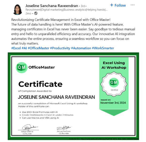 Advance Data Analytics Using MS Excel - Office Master